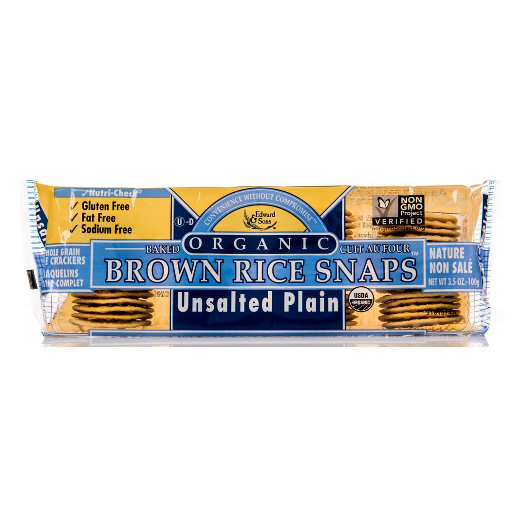 Edward & Sons - Crackers, Brown Rice Snaps, Plain, No Salt - Azure Standard
