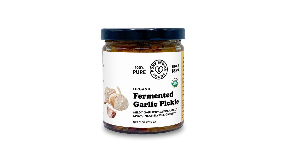 Pure Indian Foods Fermented Garlic Pickle, Organic - Azure Standard