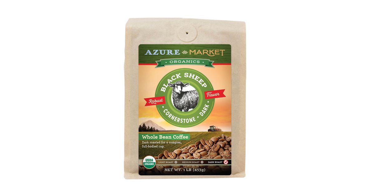 Azure Market Organics Coffee Whole Bean, Cornerstone Dark Roast ...