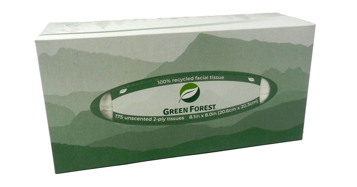 Green Forest Facial Tissue Unscented, 2 ply, White, Recycled - Azure ...