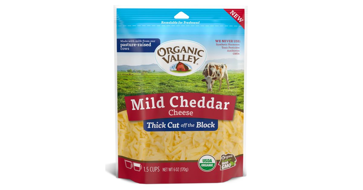 Organic Valley Cheddar Cheese, Mild, Thick Shredded, Organic - Azure ...