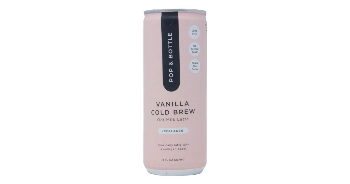 POP & BOTTLE Cold Brew Oat Milk Latte + Collagen, Vanilla, Organic ...