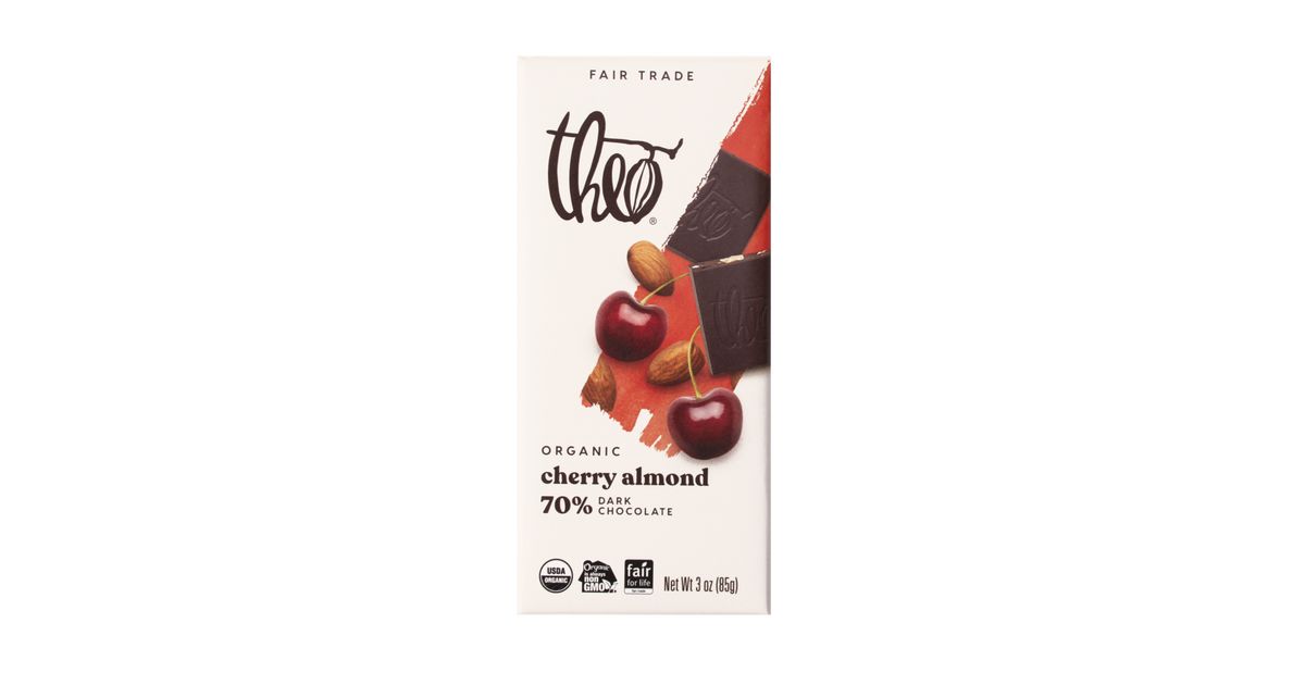 Theo Chocolate Bar, Cherry Almond, Dark, 70%, Organic - Azure Standard