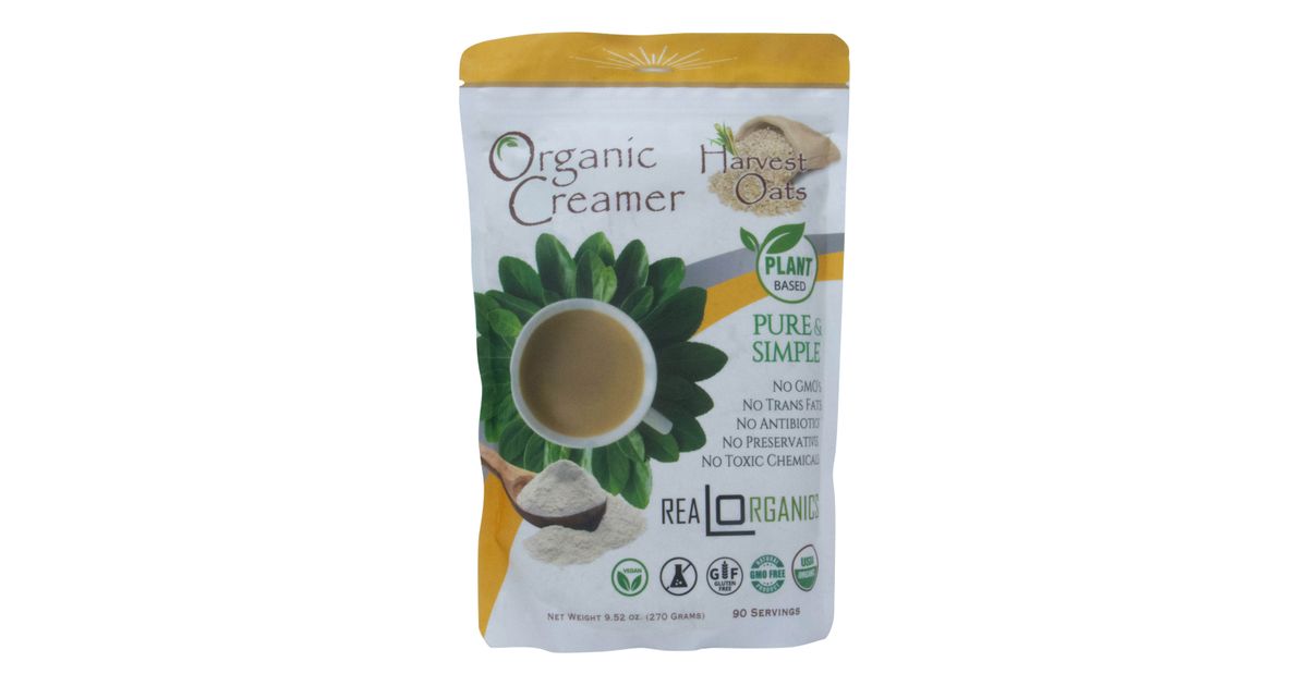 Realorganics Coffee Creamer, Powdered, Plant-Based, Organic - Azure ...
