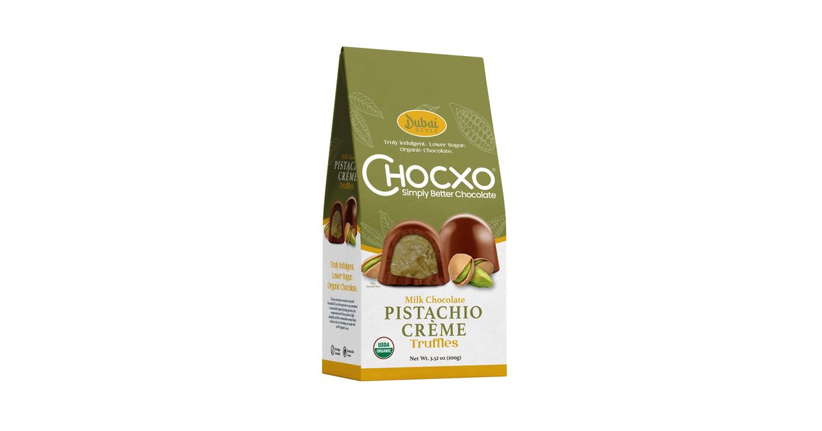 Chocxo Milk Chocolate Truffle, Dubai Style Pistachio, Organic - Azure ...