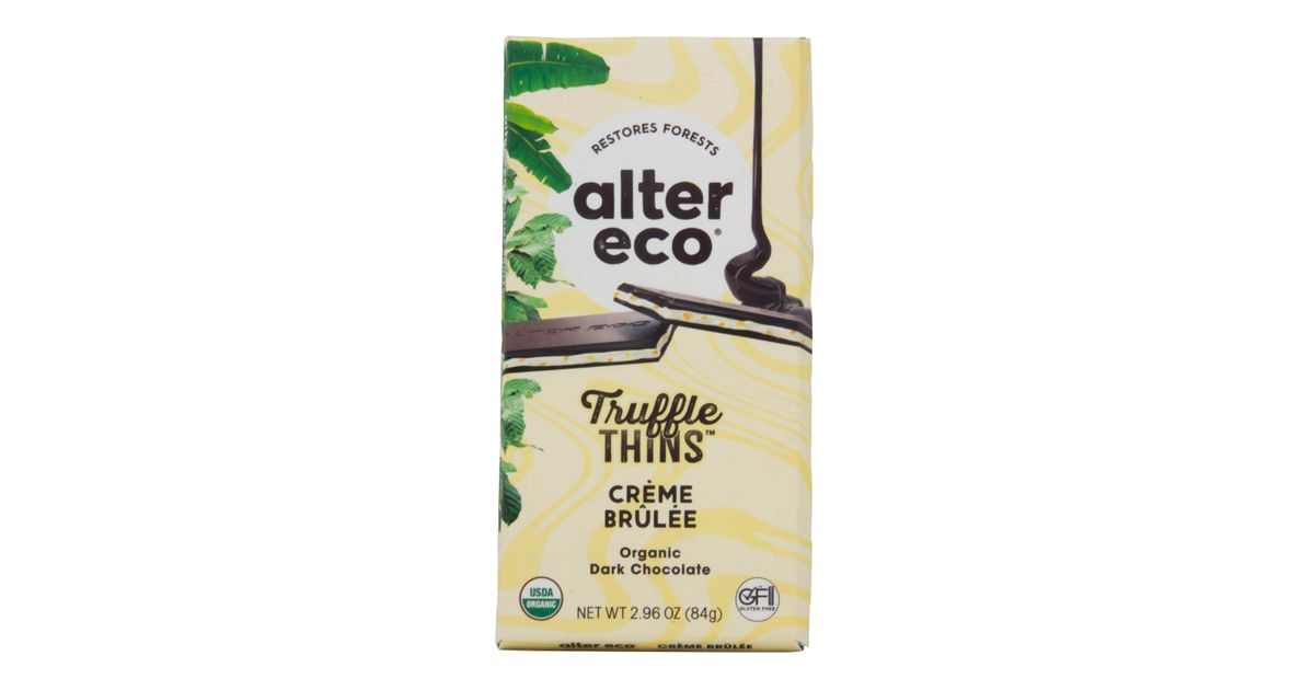 Alter Eco Truffle Thins, Dark Chocolate Bar, Crème Brulee, Organic ...