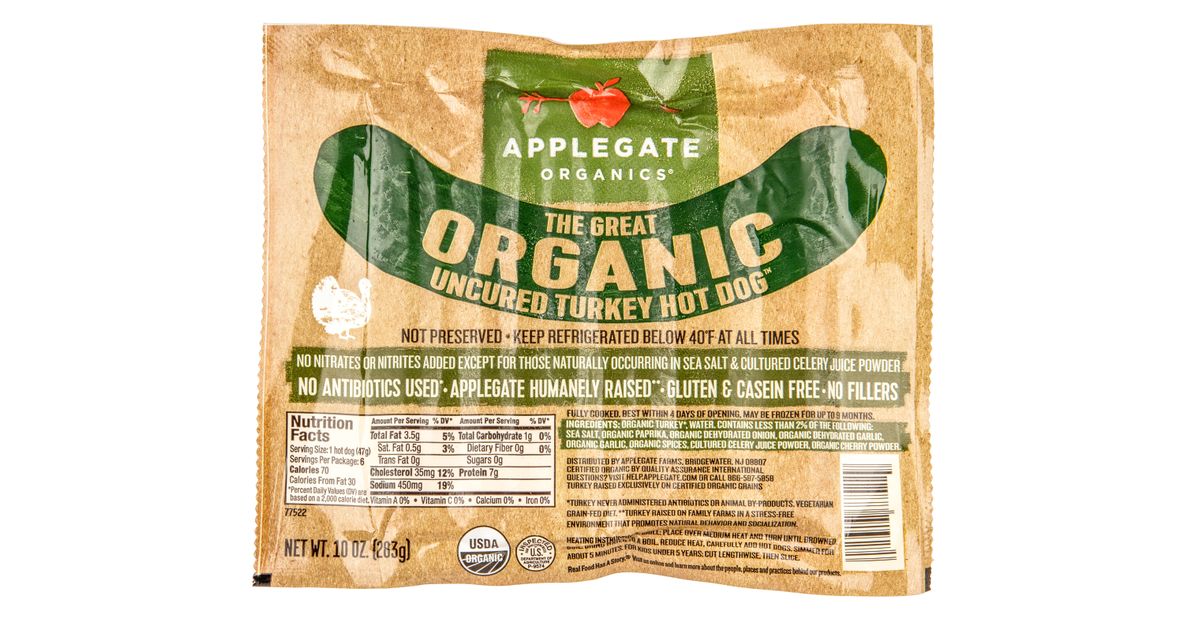 @@Applegate Farms Hot Dogs, Turkey, Uncured, Frozen, Organic - Azure ...