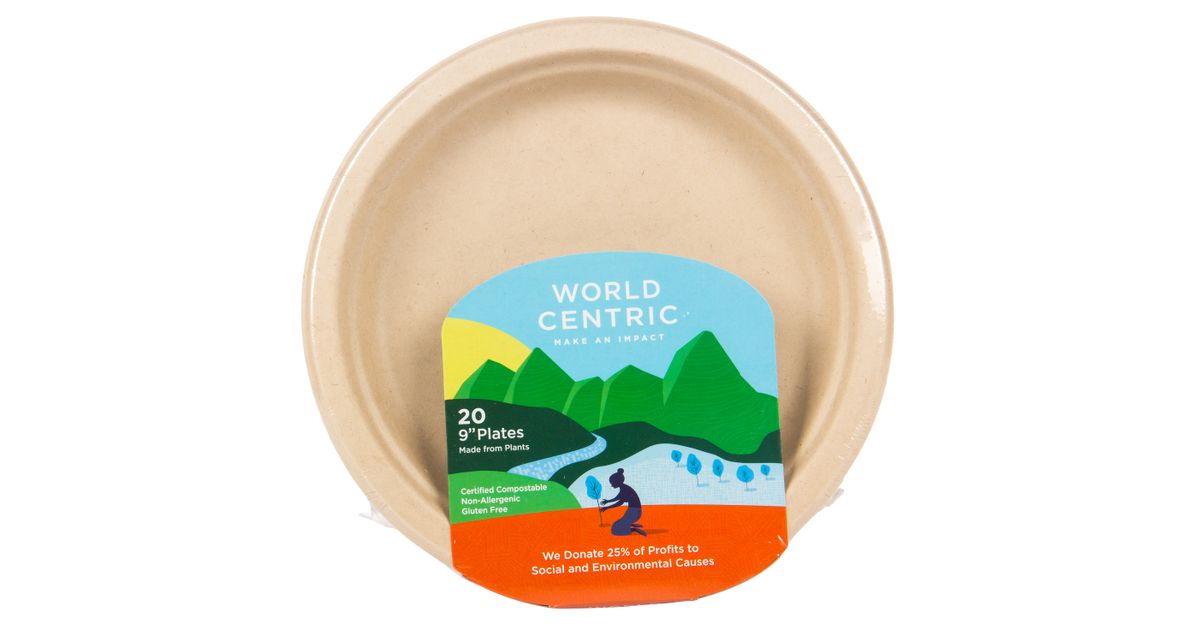 World Centric Plates, Compostable, 9 in - Azure Standard