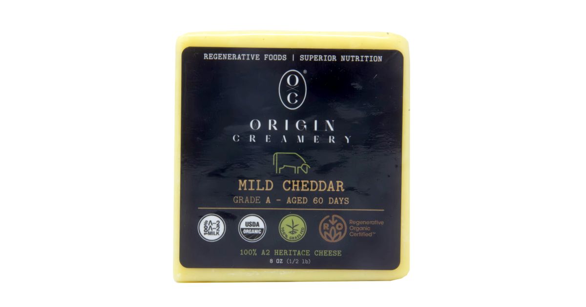 Origin Creamery A2 Mild Raw Cheddar Cheese Block, Aged 3 Months ...