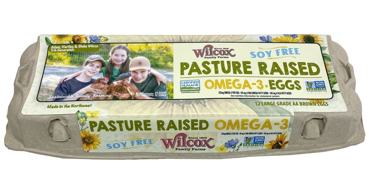 Wilcox Family Farms Eggs, Pasture Raised, Omega-3 Large Brown, Non GMO ...