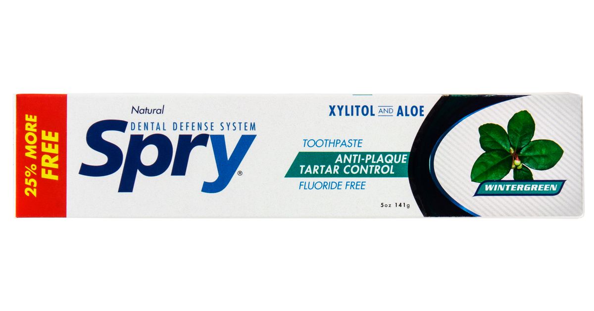 Spry Xylitol Toothpaste, Fluoride Free, Wintergreen - Azure Standard