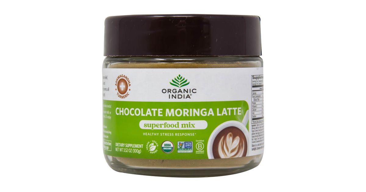Organic India Chocolate Moringa Latte, Superfood Mix, Organic - Azure ...