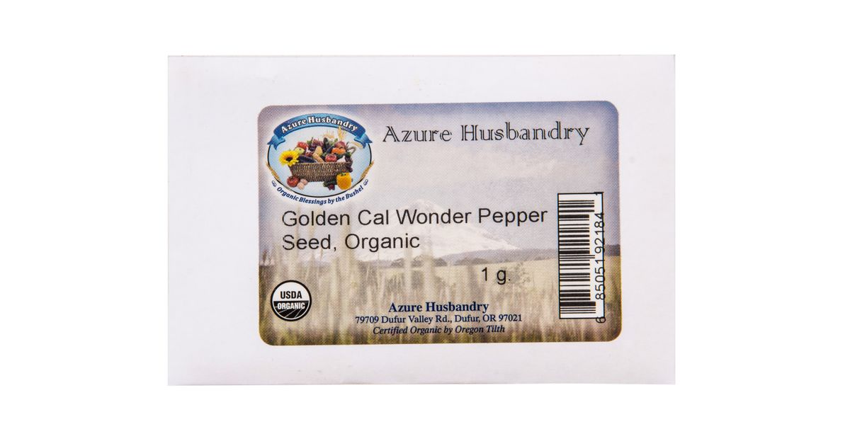 Azure Husbandry Golden Cal Wonder Pepper Seed, Organic - Azure Standard