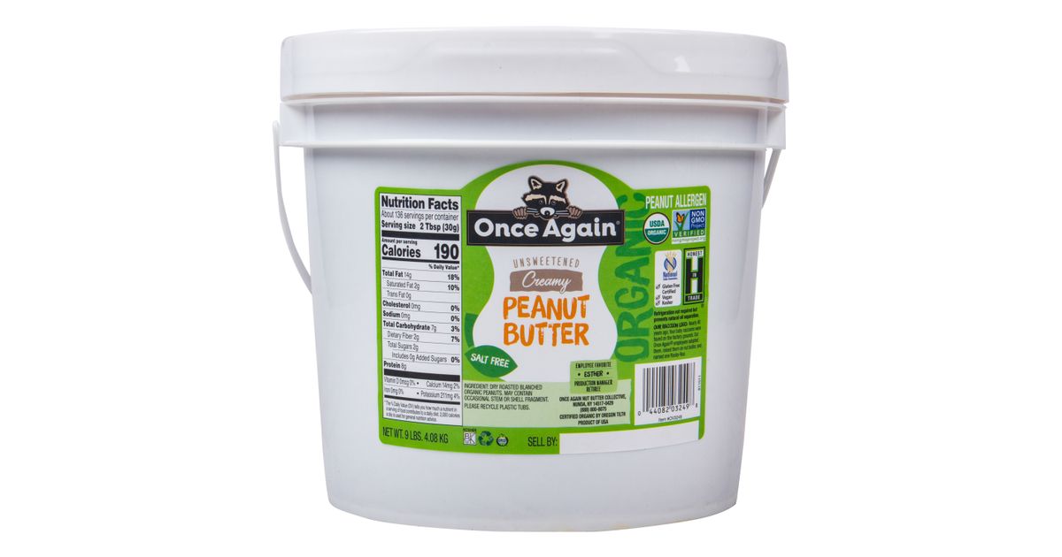 Once Again Nut Butter, Inc. Peanut Butter, Creamy, No Salt, Organic ...