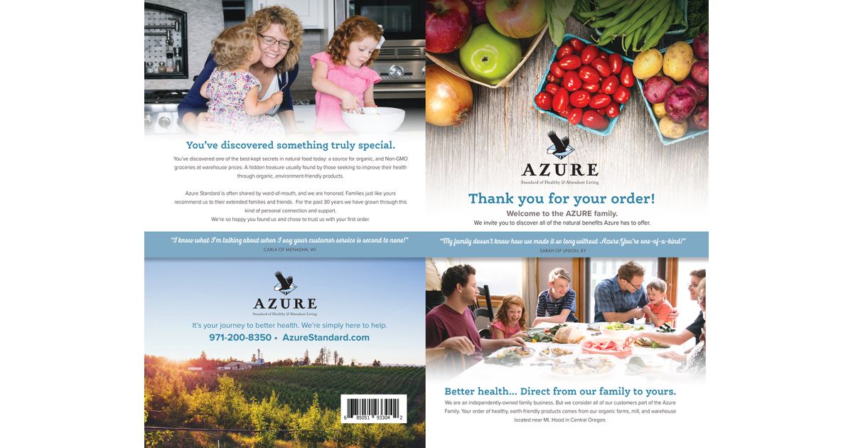 Azure Standard New Customer Parcel Carrier Brochure - Azure Standard