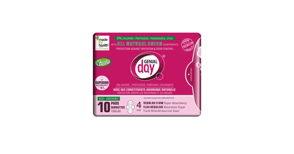 Genial Day Pads, Regular, Super Absorbent, Eco-Certified - Azure Standard
