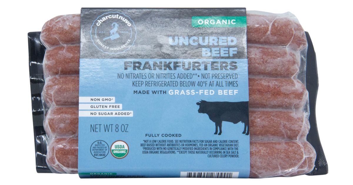 Charcutnuvo Frankfurters, Beef, Uncured, Frozen, Organic - Azure Standard