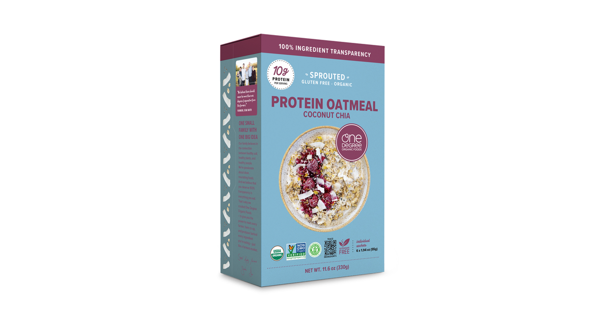 One Degree Instant Protein Oatmeal, Sprouted Coconut Chia, Organic ...