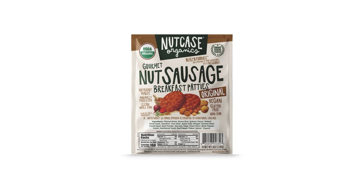 Nutcase Organics Breakfast Sausage Patties, Frozen, Organic - Azure ...