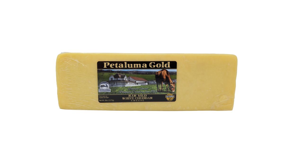 Petaluma Gold White Mild Cheddar Cheese, Raw, Grass-fed, Random Weight ...