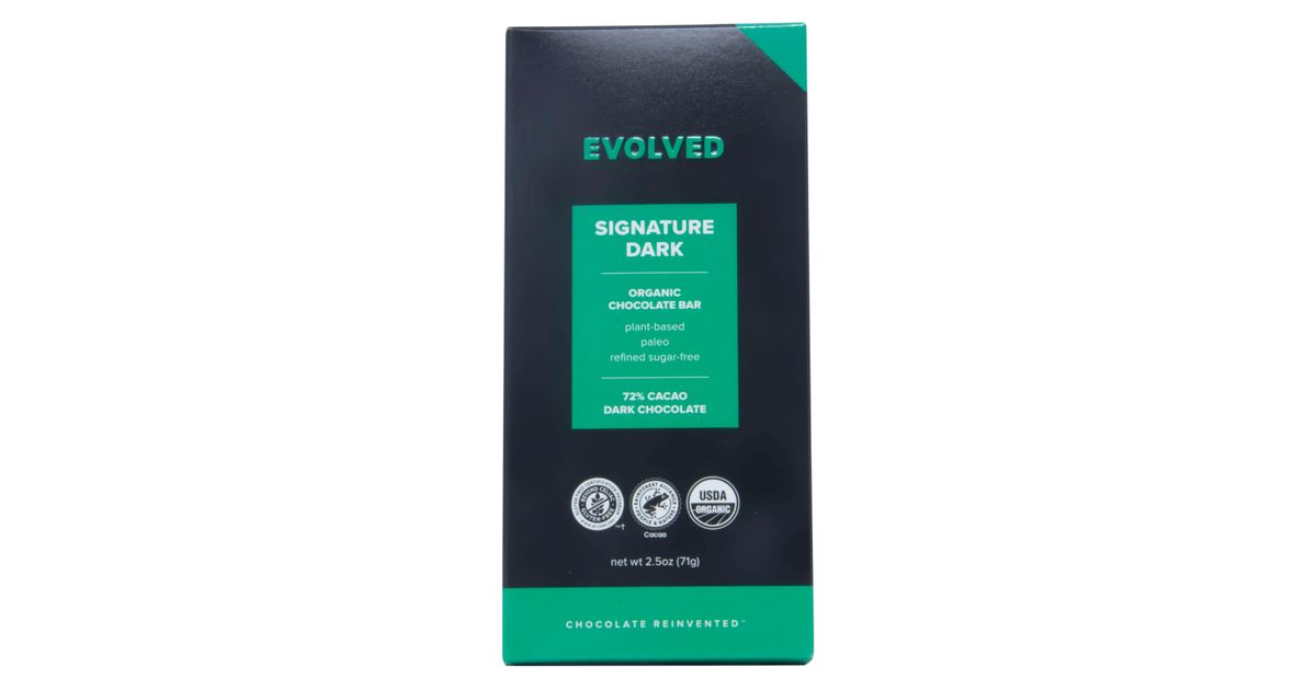 Evolved Chocolate Chocolate Bar, Signature Dark 72 %, Dairy Free ...