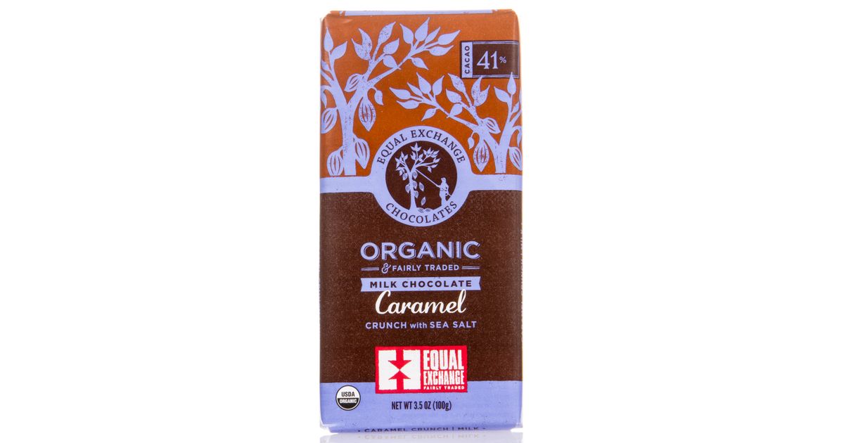 Equal Exchange Milk Chocolate Bar, Caramel Crunch with Sea Salt ...
