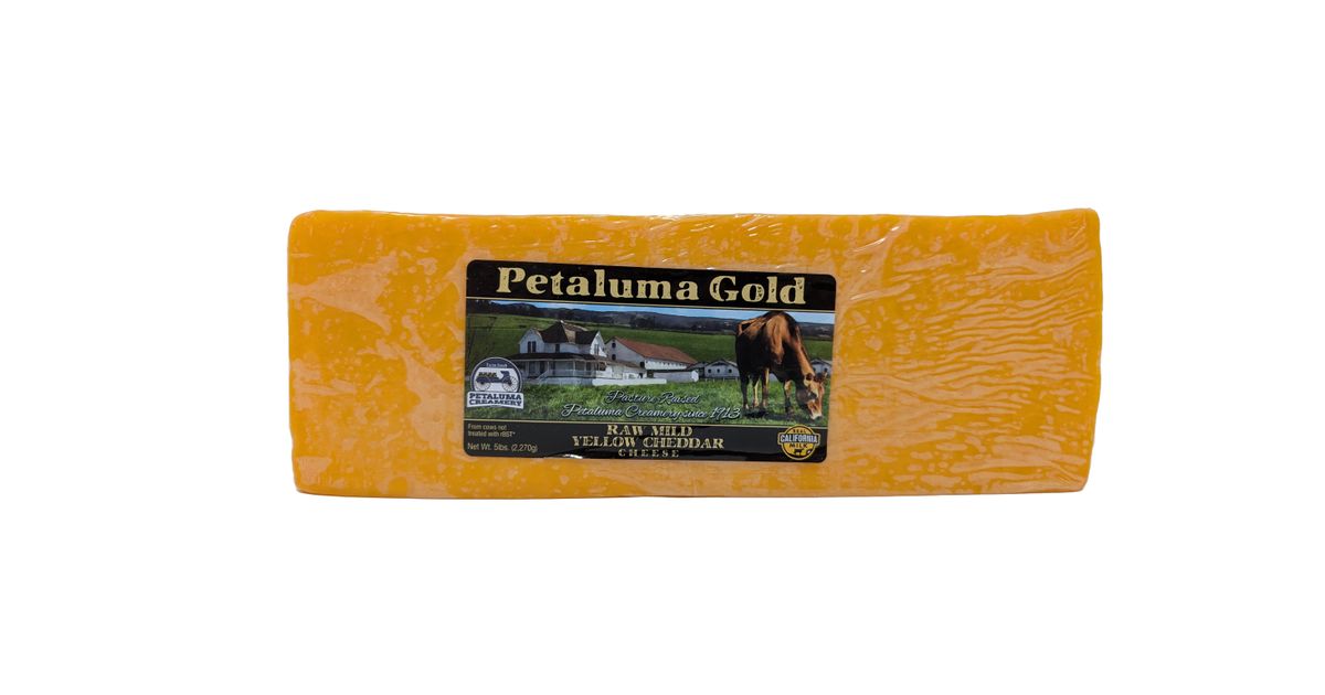 Petaluma Gold Smoked Yellow Cheddar Cheese, Raw, Grass-fed, Random ...