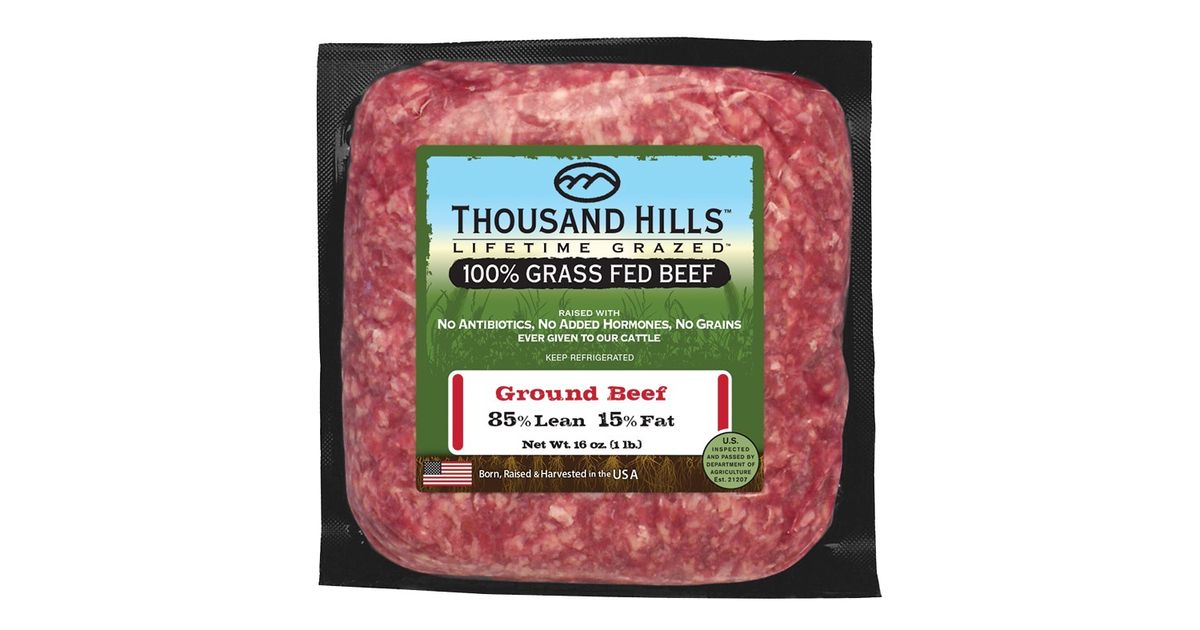 Thousand Hills Ground Beef, 85/15, Grass-Fed, Frozen - Azure Standard
