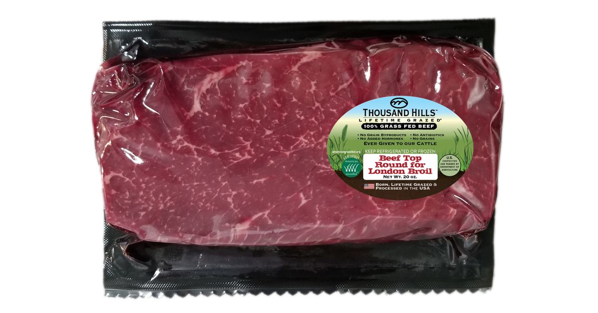 Thousand Hills Beef Top Round for London Broil, Grass-Fed, Frozen ...