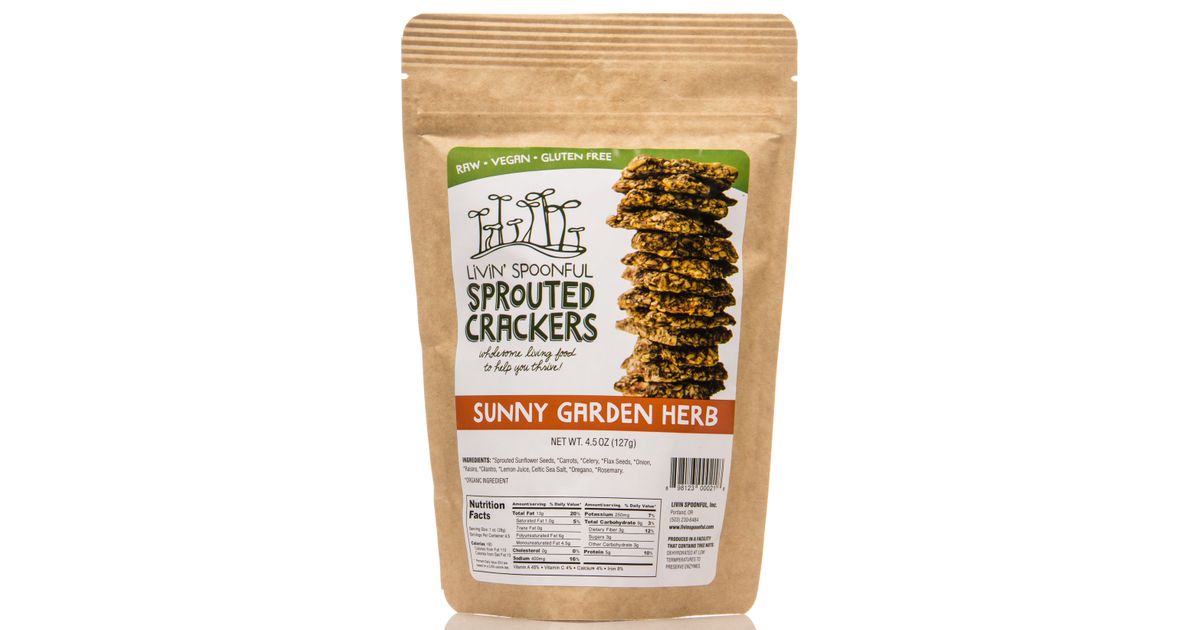 Livin' Spoonful Sprouted Crackers, Sunny Garden Herb - Azure Standard