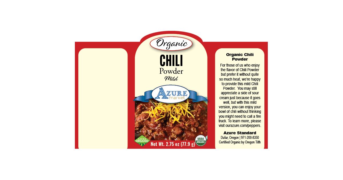 Azure Market Organics Chili Powder, Mild, Organic - Azure Standard