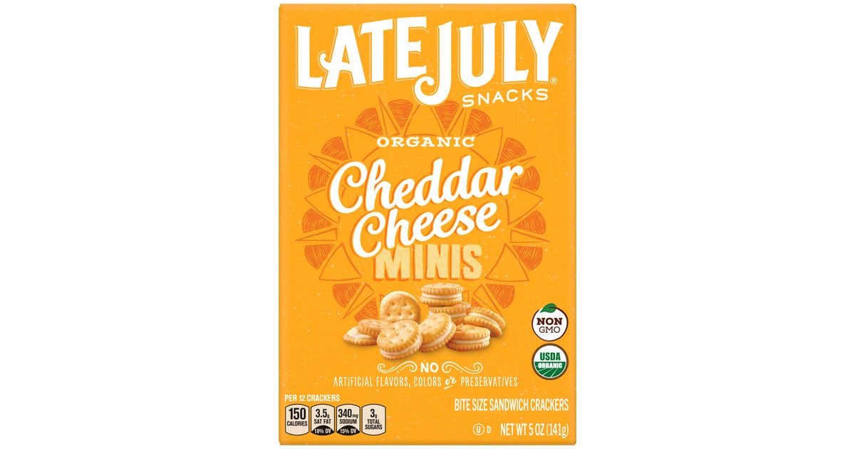 Late July Mini Cheddar Sandwich Crackers, Organic - Azure Standard
