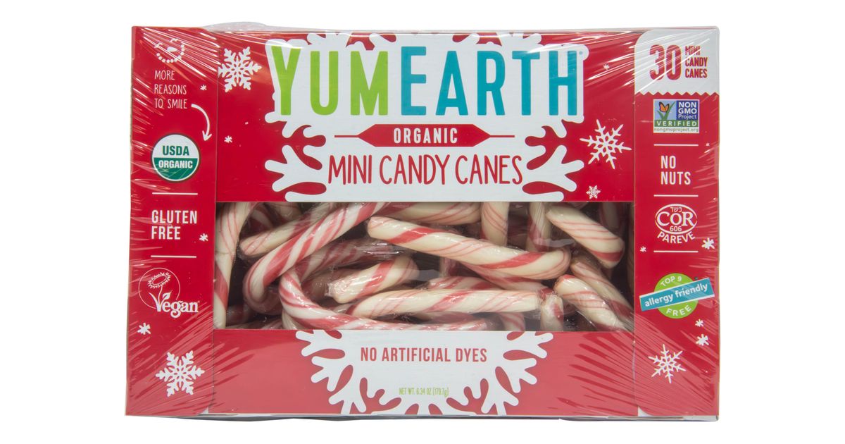 Yum Earth Candy Canes, Mini, Peppermint, Organic - Azure Standard