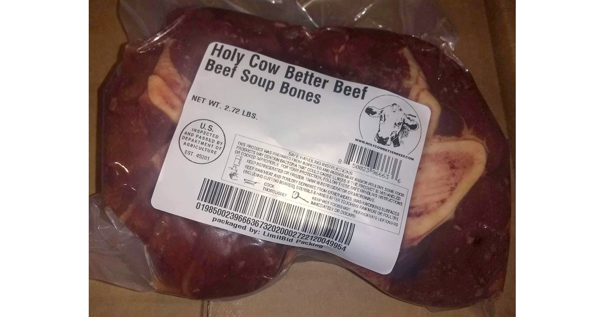 Holy Cow Better Beef Soup Bones, Grass-Fed, Random Weight, Frozen ...