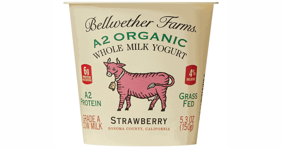 Bellwether Farms Yogurt, Whole Milk, Strawberry, A2 Organic - Azure ...