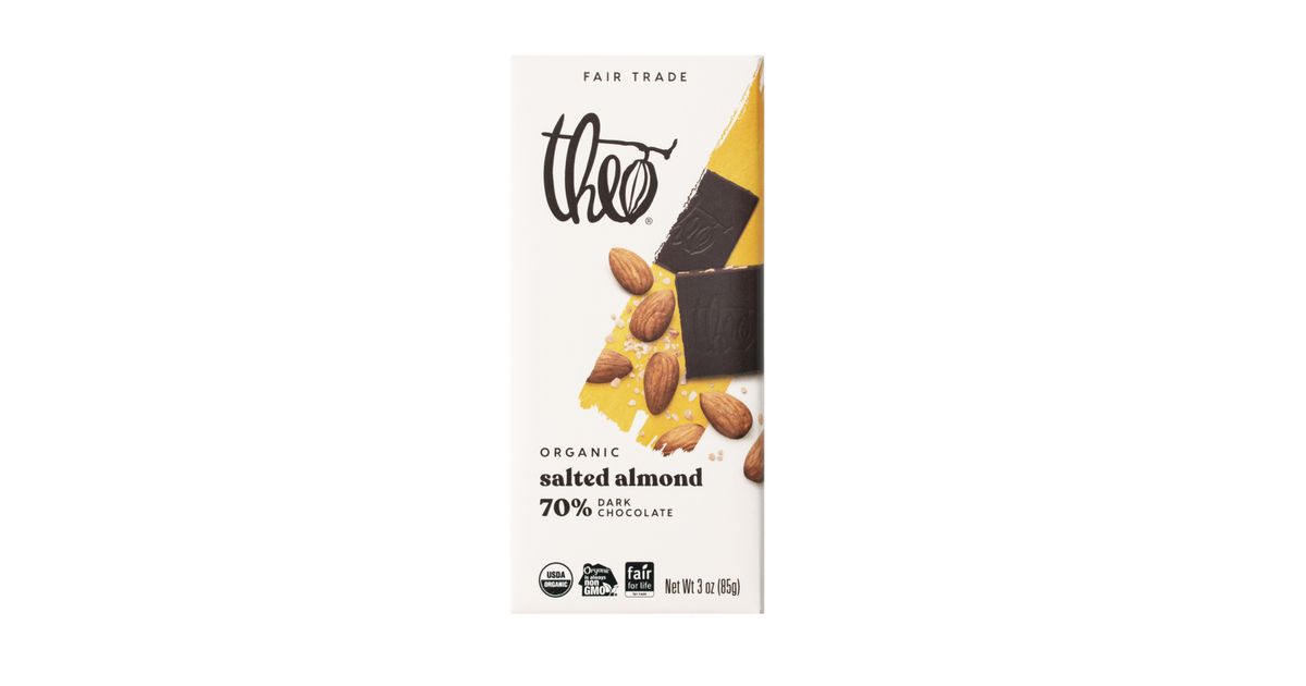 Theo Chocolate Bar, Salted Almond, Dark 70%, Organic - Azure Standard
