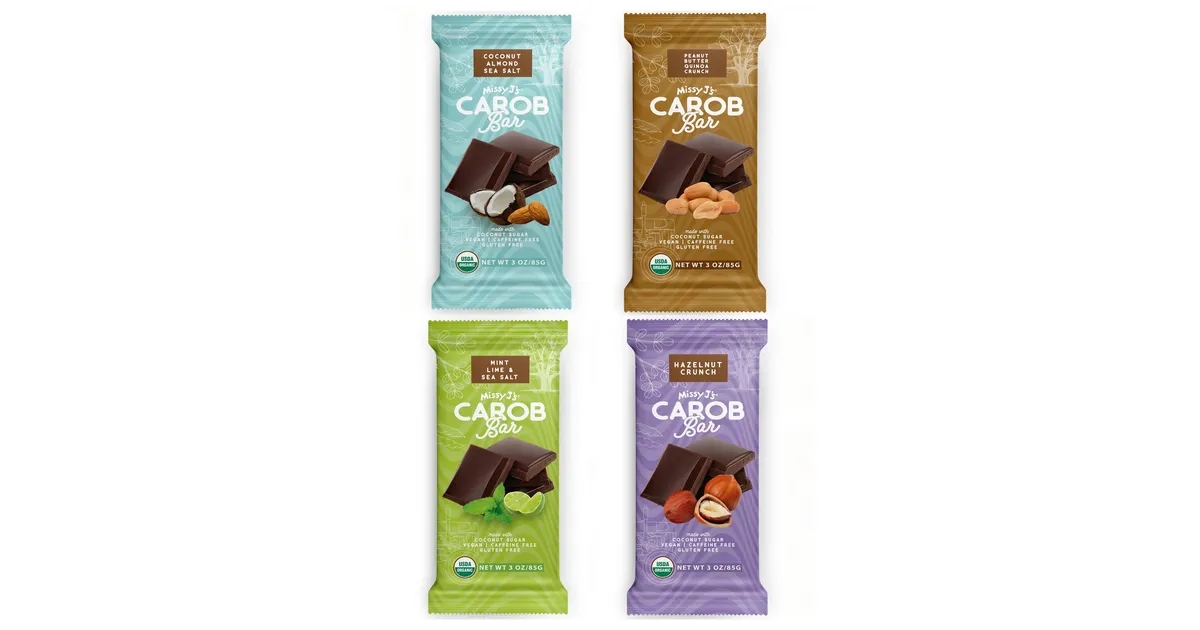 Missy J's Carob Sampler, Candy Bars - 1 each flavor - Azure Standard