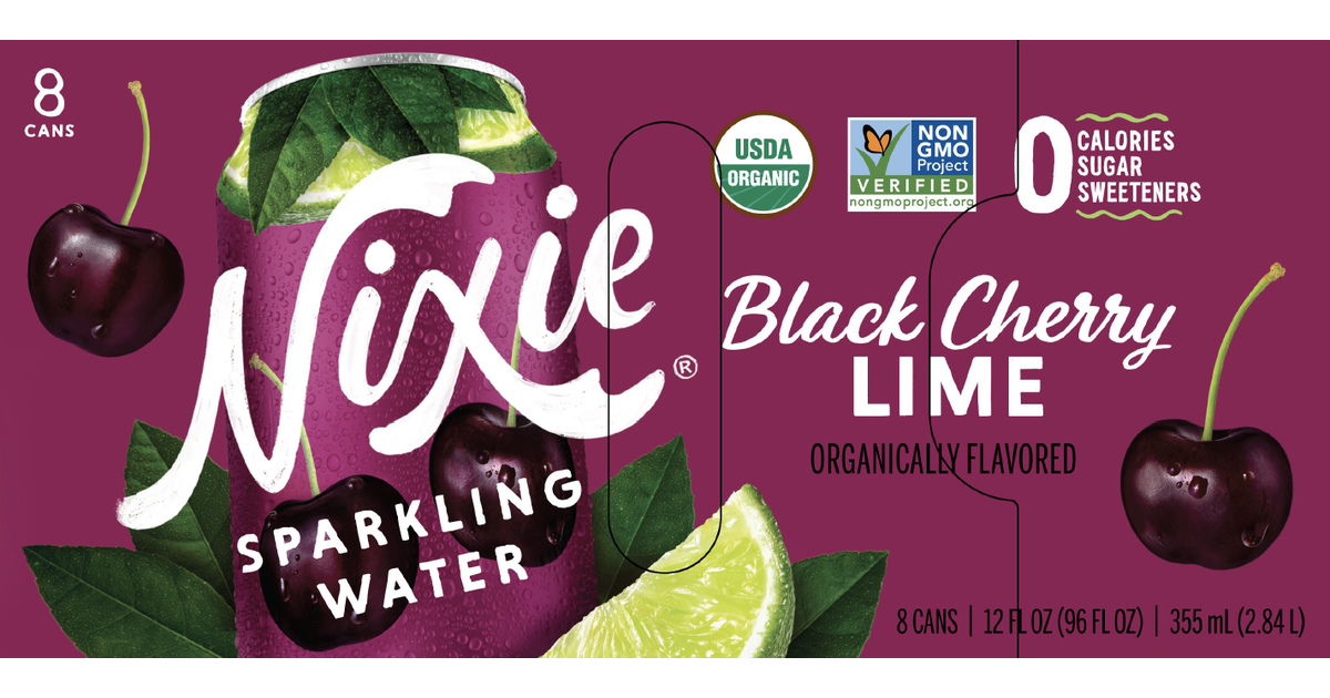 Nixie Sparkling Water, Black Cherry Lime, Organic - Azure Standard