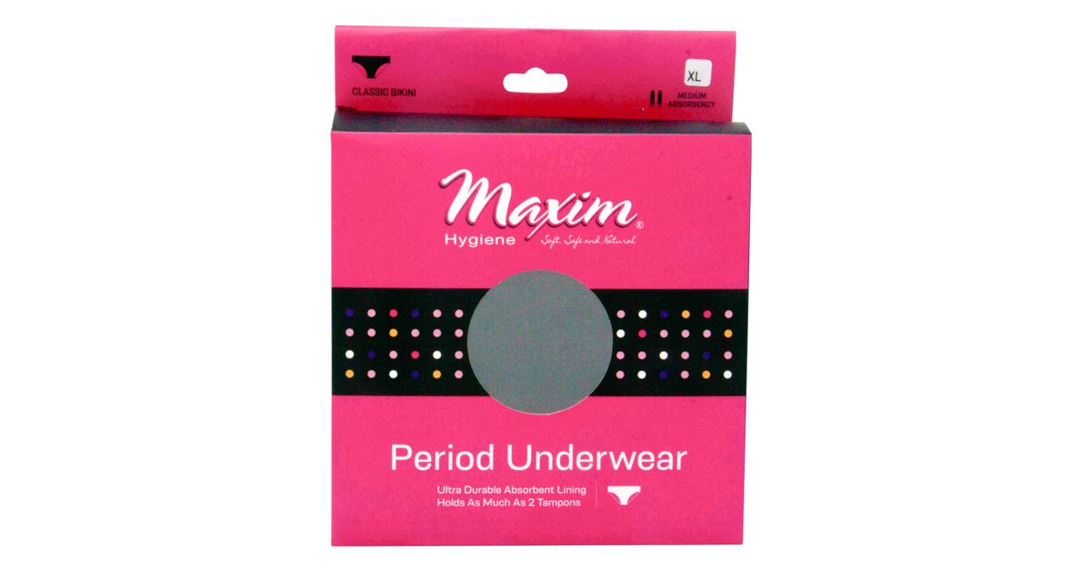 Maxim Hygiene Products Period Underwear, Classic Bikini, Black, Xlarge ...