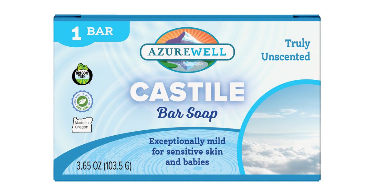 AzureWell Castile Bar Soap, Unscented, Organic - Azure Standard