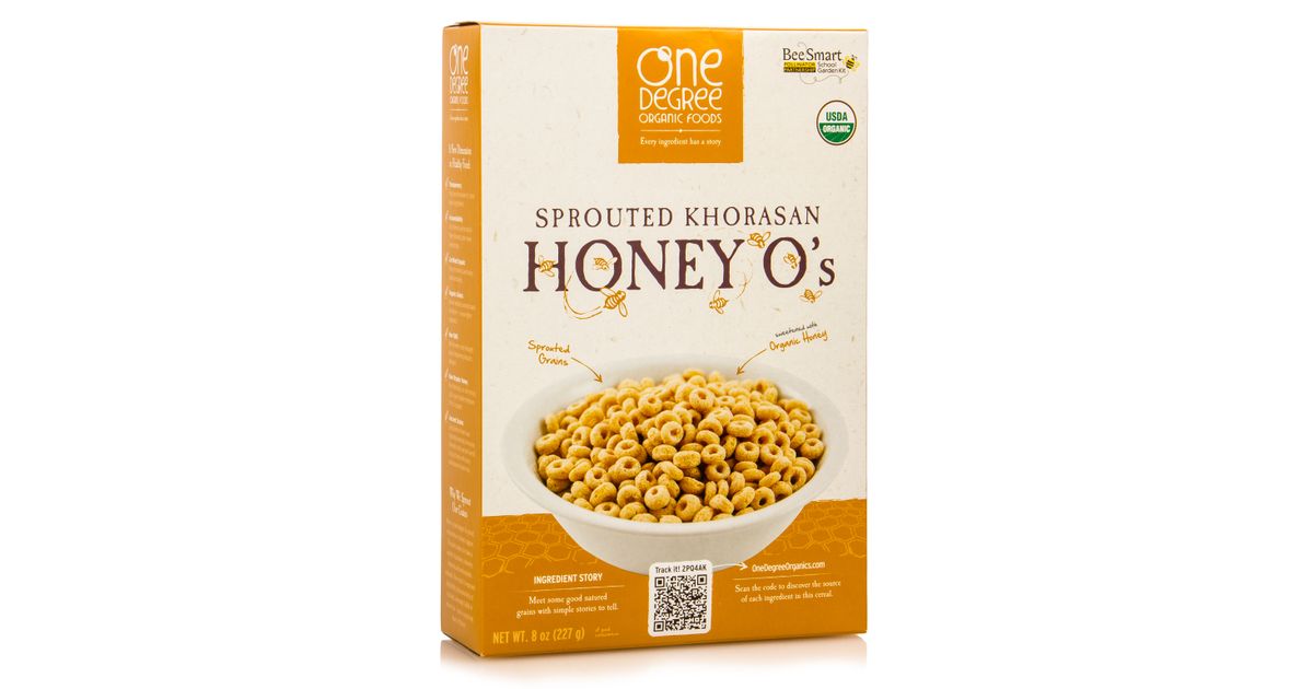 One Degree Sprouted Khorasan Honey O's Cereal, Organic - Azure Standard