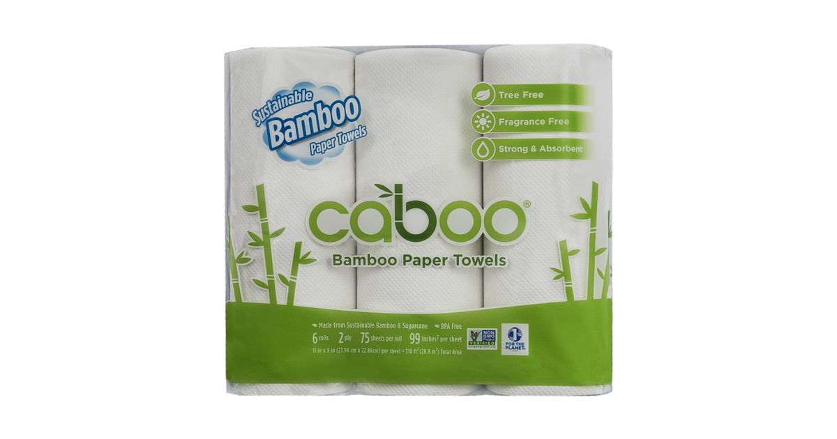 Caboo Paper Towels, Bamboo & Sugar Cane, 2 ply, White - Azure Standard