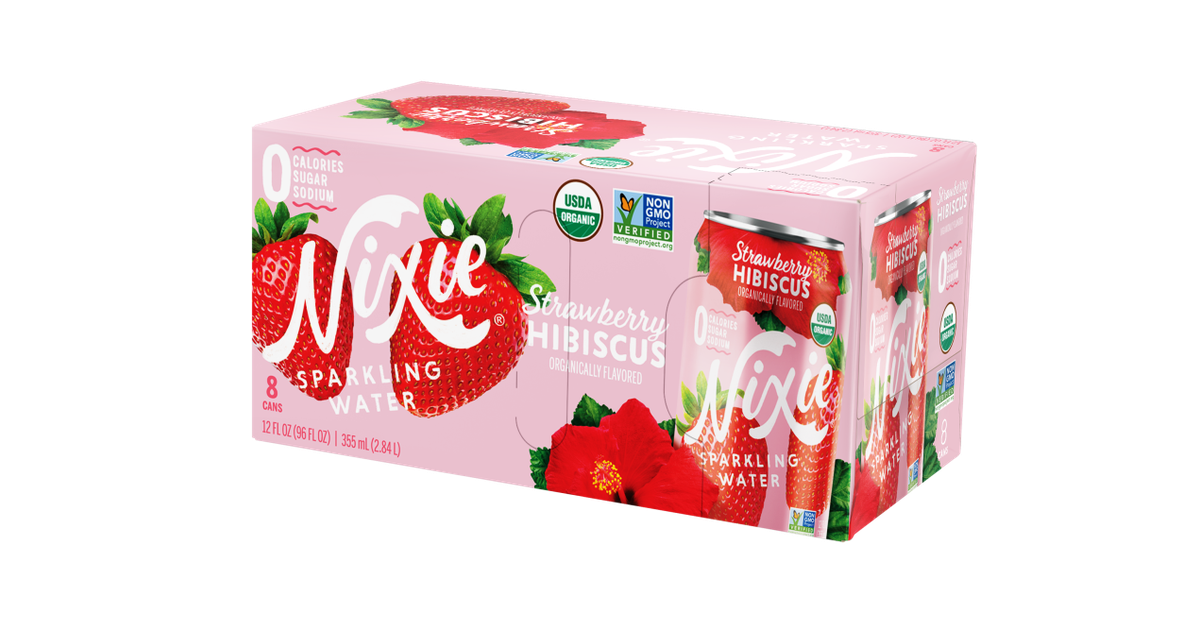 Nixie Sparkling Water, Strawberry Hibiscus, Organic - Azure Standard