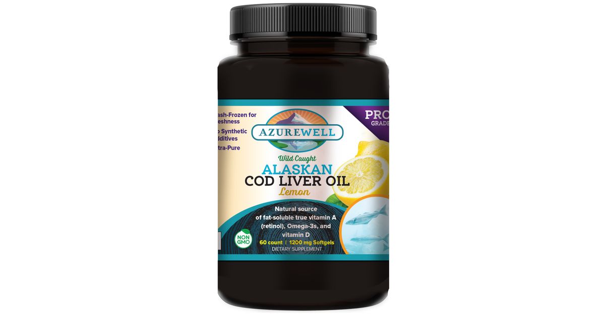 AzureWell Alaskan Cod Liver Oil, Lemon, Softgels, 1,200 mg - Azure Standard