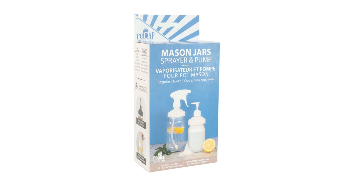 reCAP Mason Jar Sprayer & Pump Lids, Regular Mouth, Natural - Azure ...