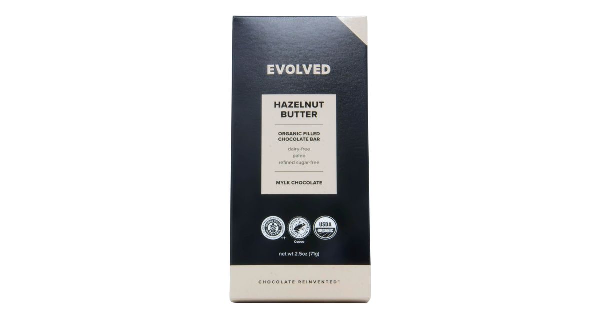 Evolved Chocolate Chocolate Bar, Hazelnut Filled, Dairy Free, Organic ...