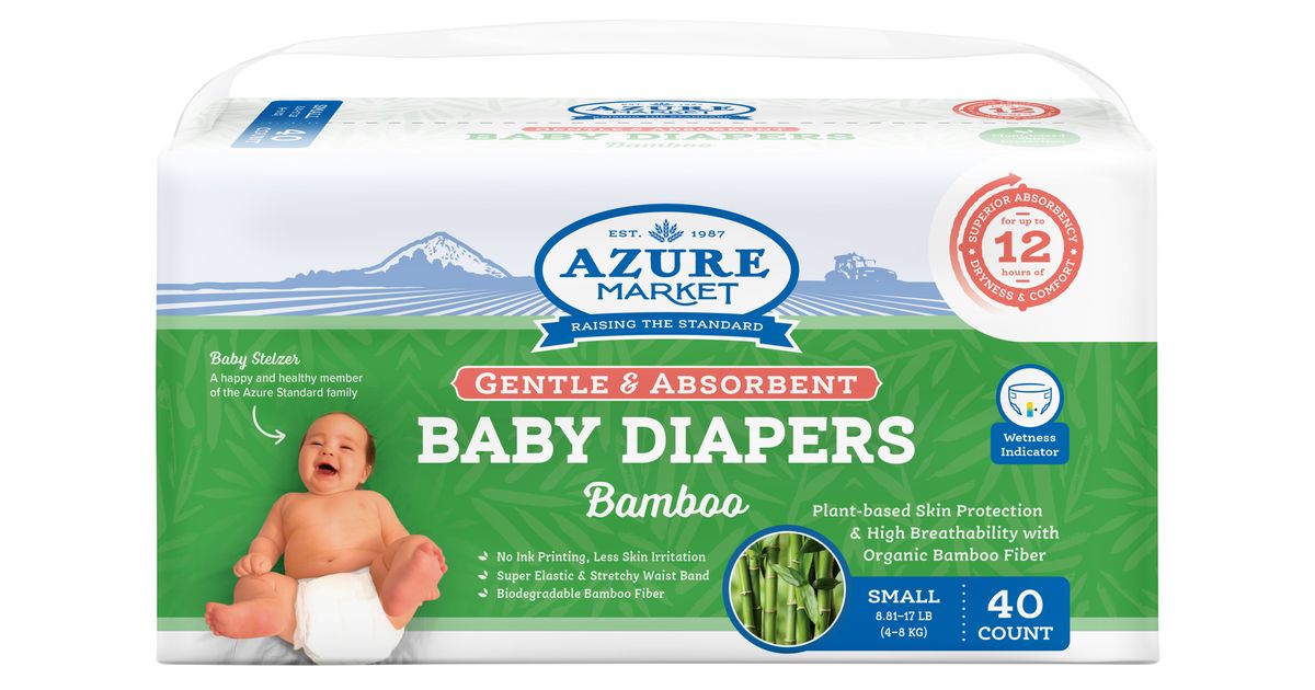 Azure Market Baby Diapers, Biodegradable Bamboo, Small - Azure Standard