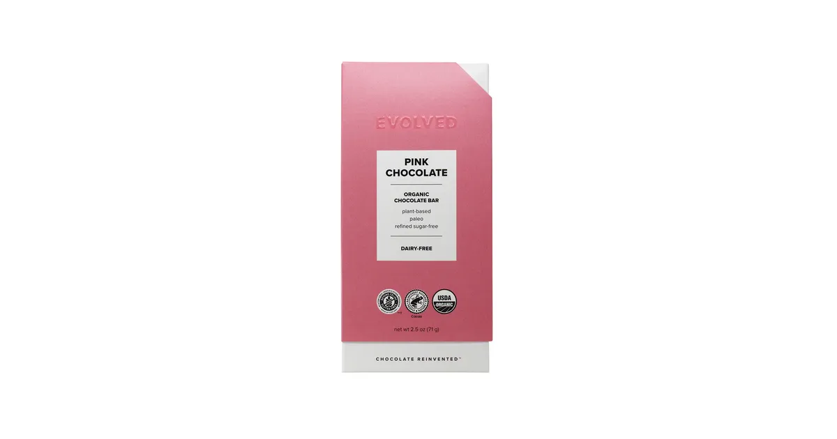 Evolved Chocolate Chocolate Bar, Pink, Dairy Free, Organic - Azure Standard