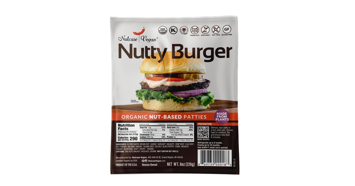 Nutcase Vegan Nutty Burger, Frozen, Organic - Azure Standard