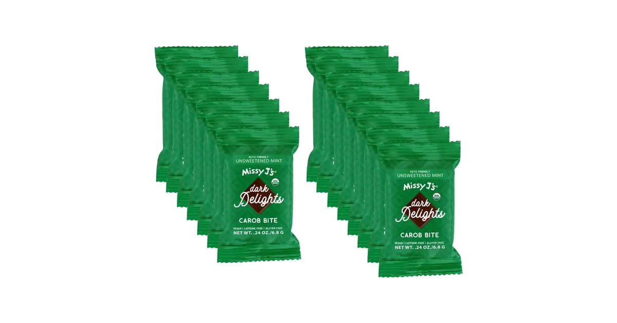 Missy J's Dark Delight Carob Mini Bite Candy Bar, Unsweetened Mint ...